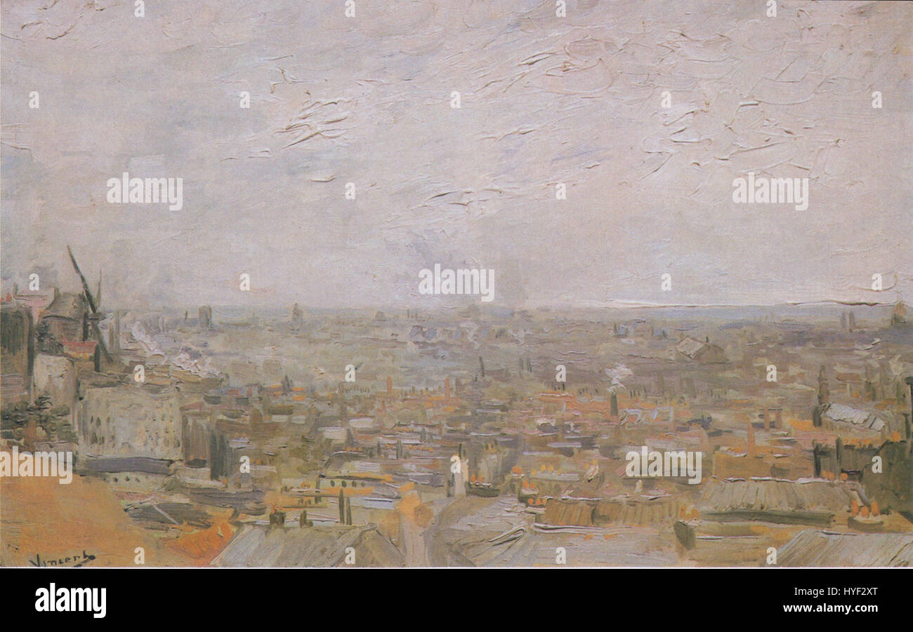 'Blick auf Paris vom Montemartre' (View of Paris from Montmartre) is a ...