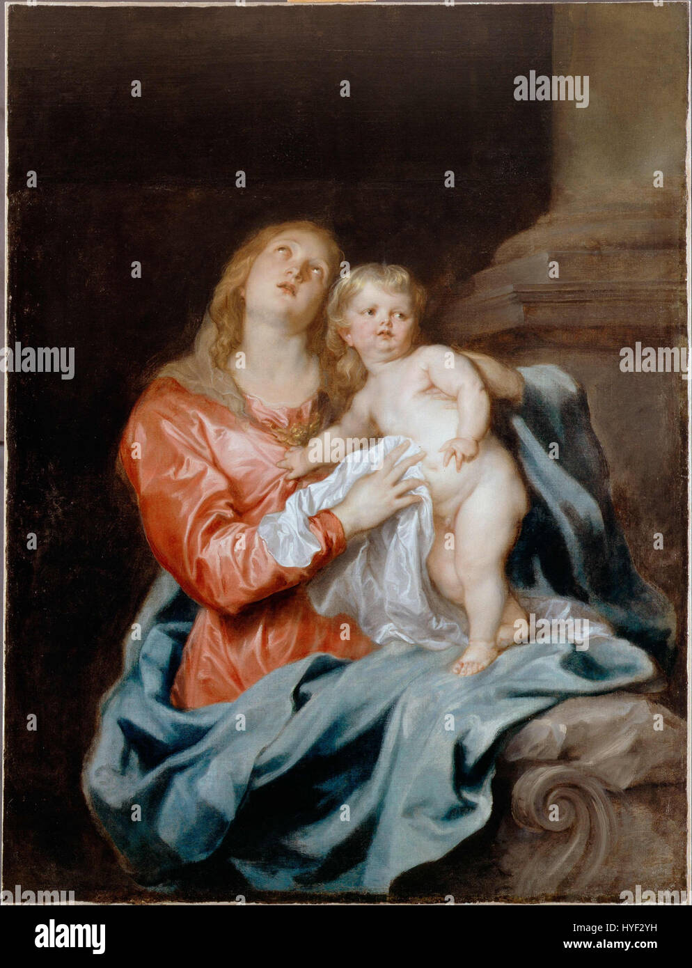 'The Madonna and Child' by Sir Anthony Van Dyck depicts the Virgin Mary holding the infant Jesus ...