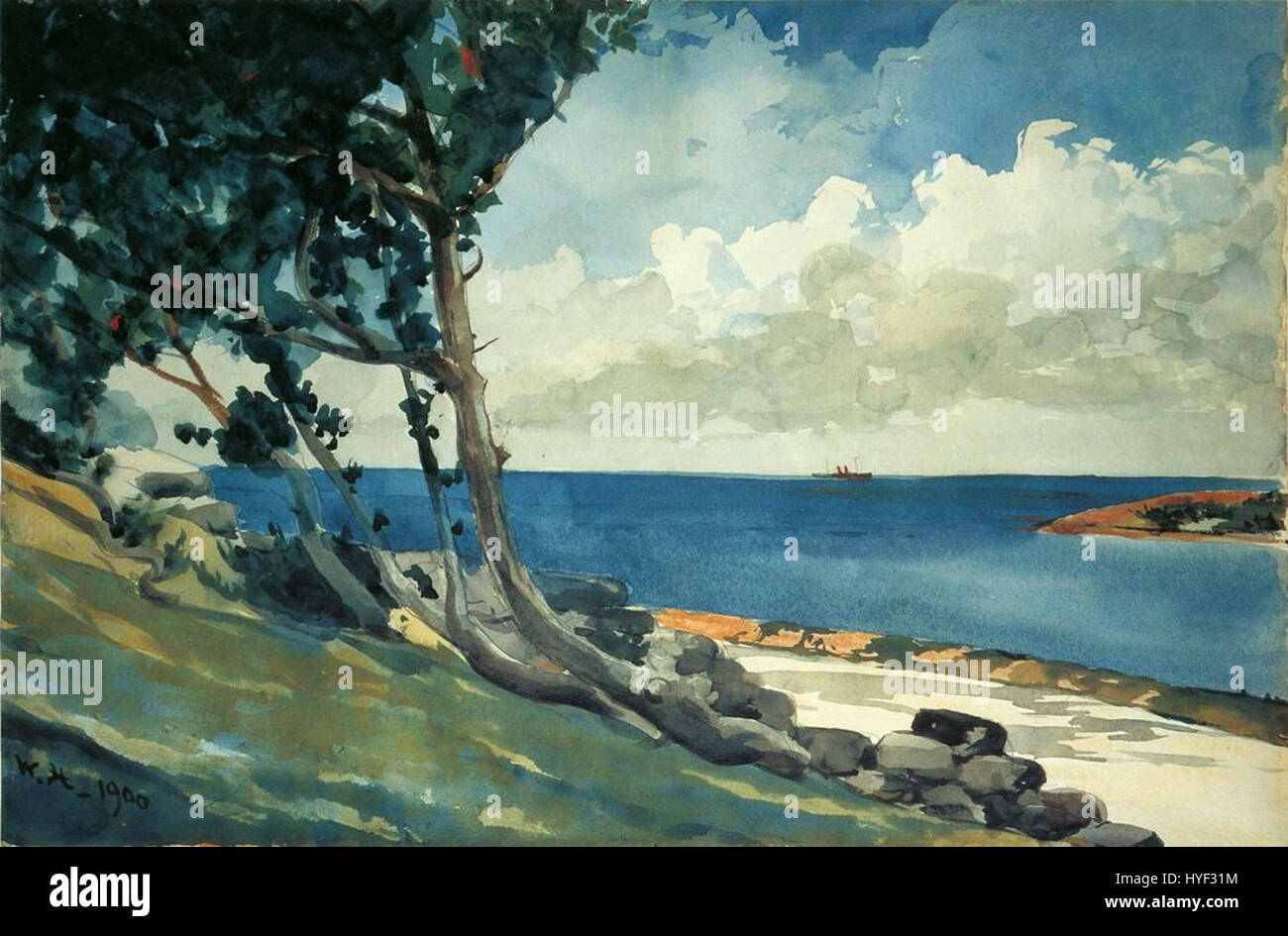 North island sea painting 19th century hi-res stock photography and ...
