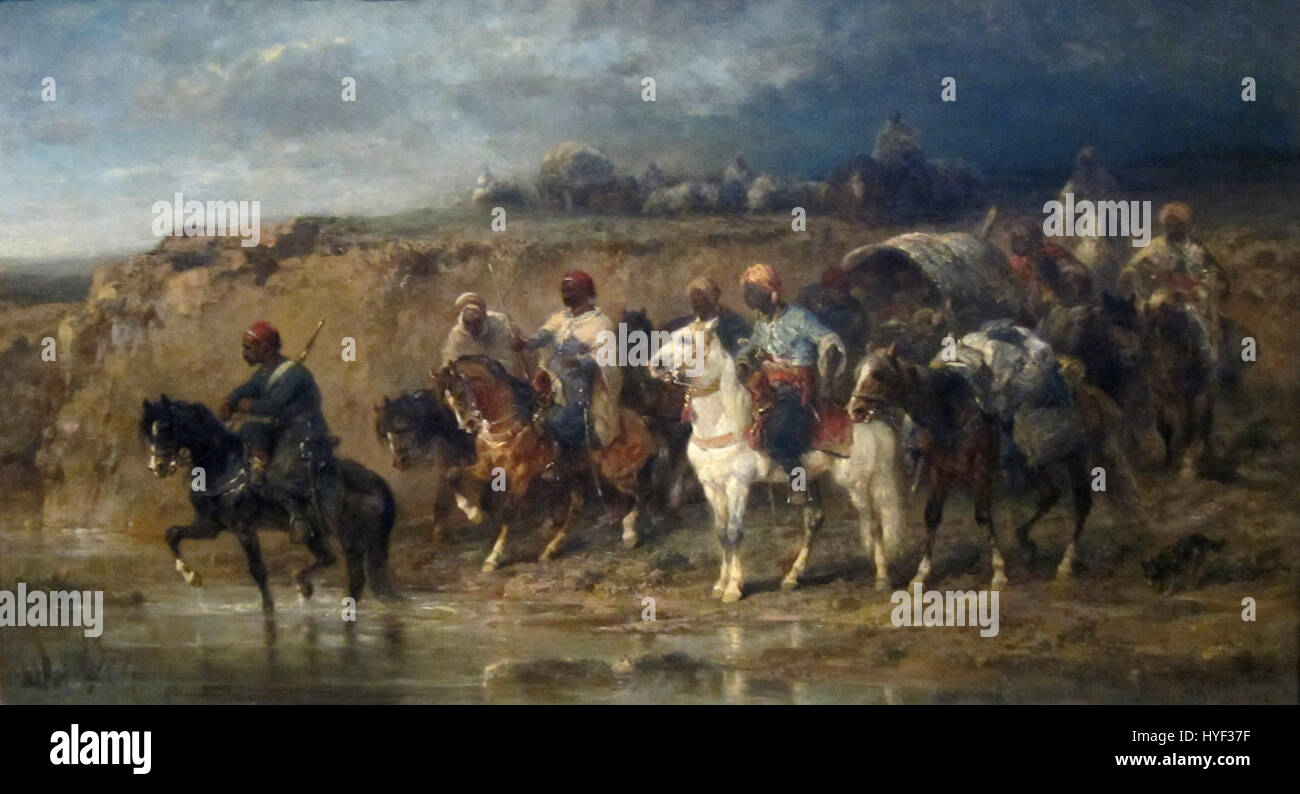 'Arab Caravan' by Adolf Schreyer depicts a caravan of Arab traders ...