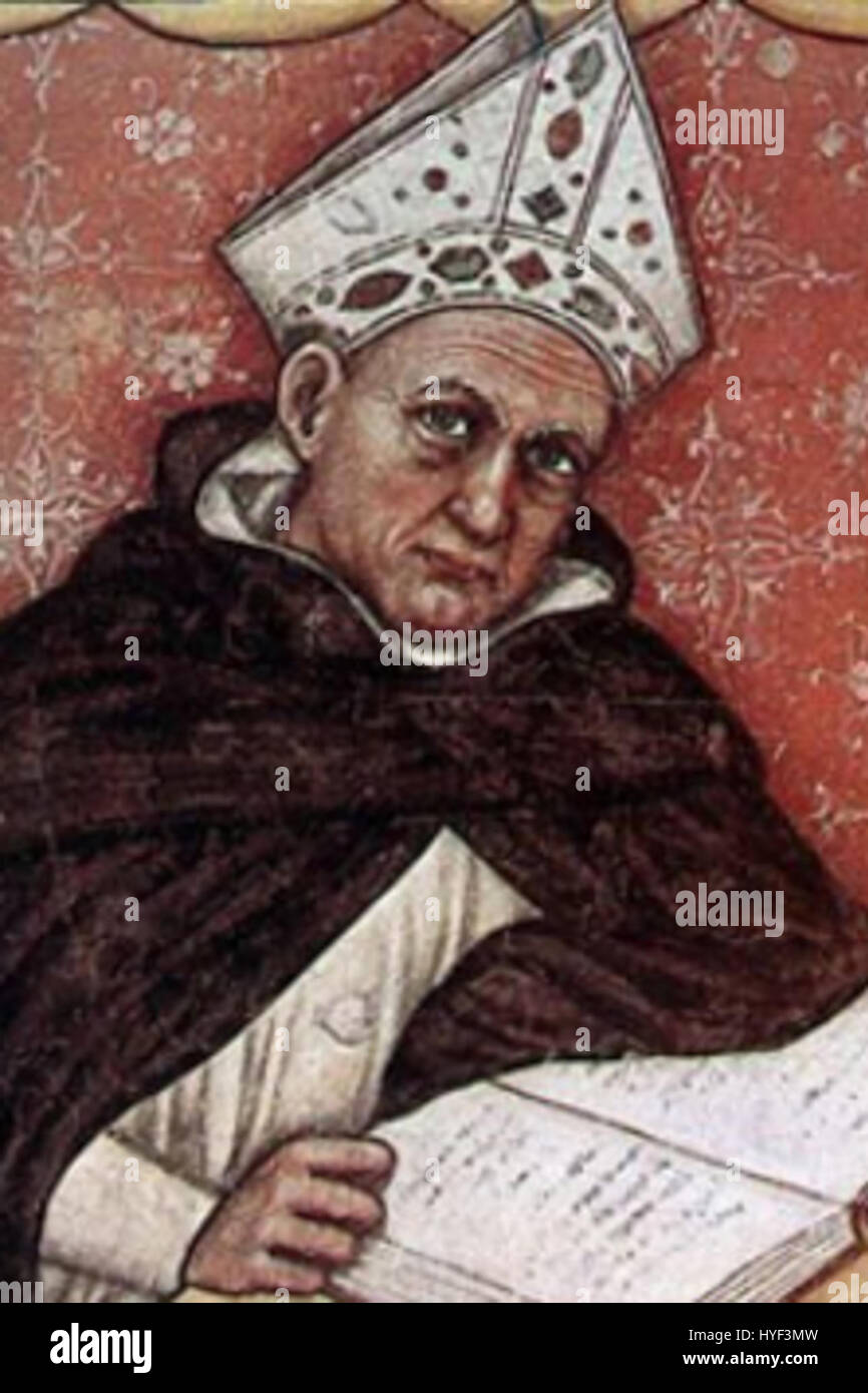 Albertus Magnus fresco 1352 by Tommaso da Modena (cropped Stock Photo ...