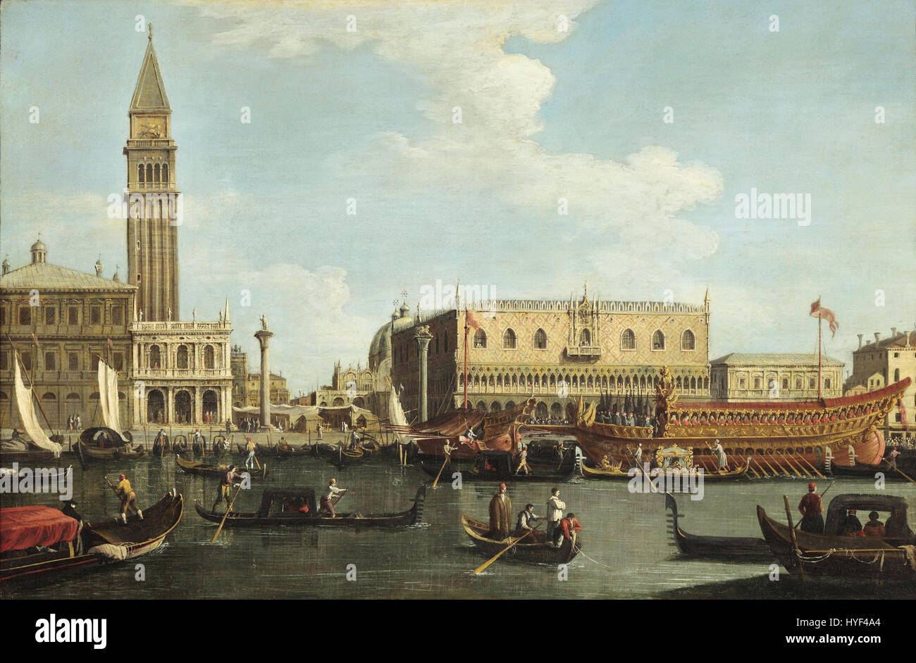 'Bucintoro an der Mole in Venedig am Auferstehungstag' depicts the ...
