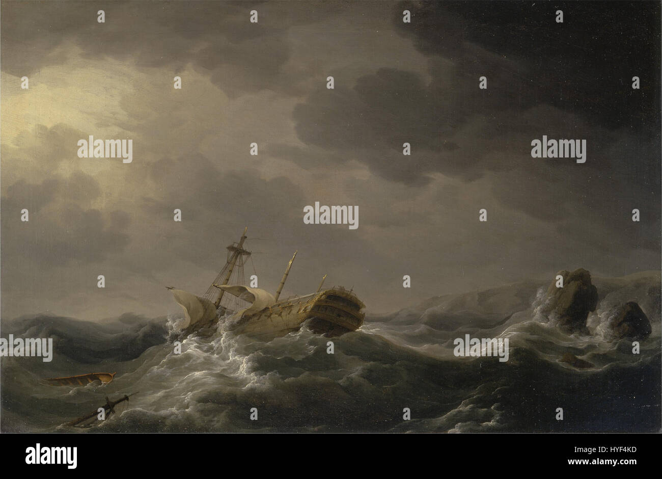 Charles Brooking’s painting 'Shipwrecked on a Rocky Coast' depicts the ...