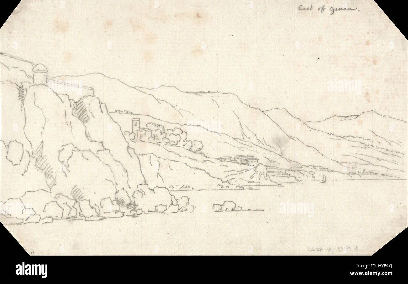 'East of Genoa' by John Robert Cozens is a landscape painting depicting ...