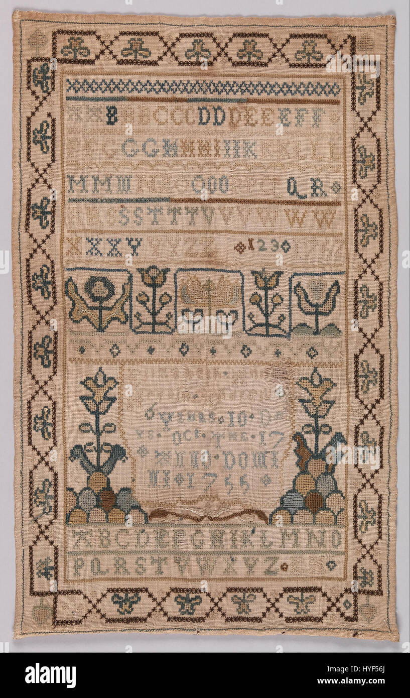 The Andrew Sampler, created by Elizabeth Ann Herpin, is an example of ...