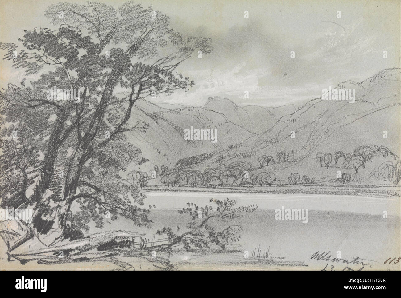 'Ullswater' by Edward Lear is a landscape painting depicting the ...