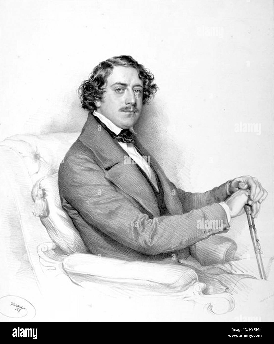 A portrait of Filippo Colini by Josef Kriehuber, showcasing Colini’s ...