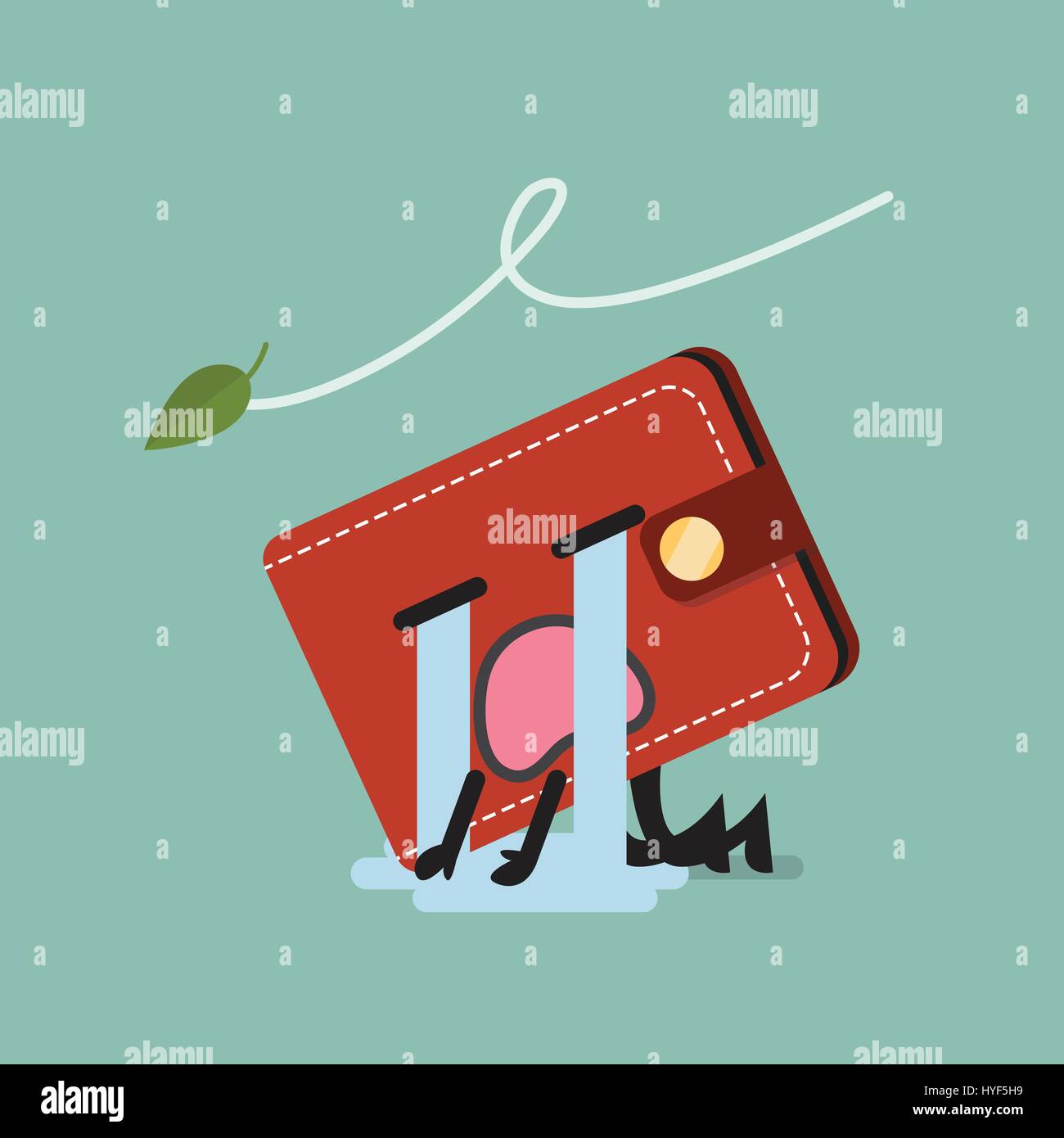 Broke wallet character. Funny cartoon emoticons Stock Vector Image ...