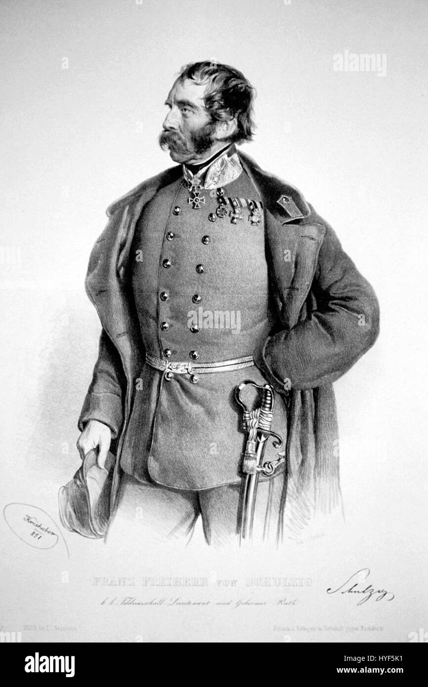 This lithograph by Franz von Schulzig depicts a historical scene with ...