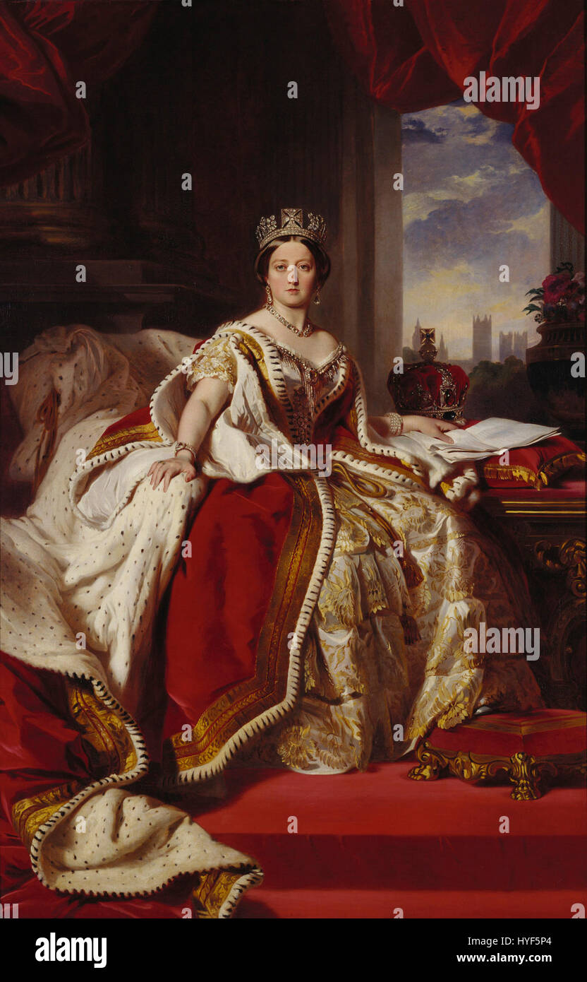 A portrait of Queen Victoria during her coronation, symbolizing the ...