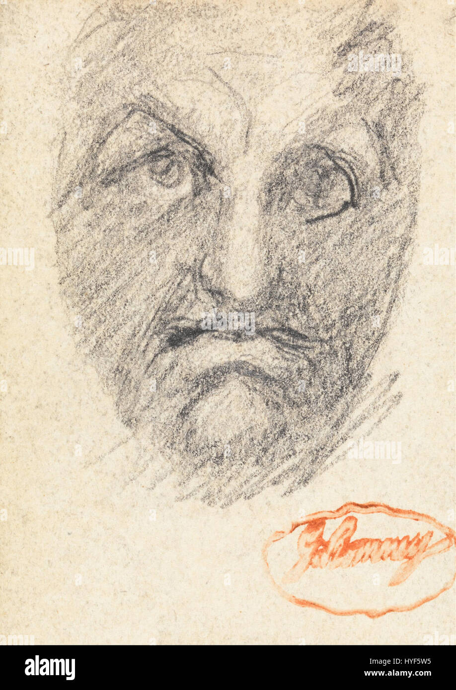 'Male Head 1' by George Romney is a portrait study capturing a male ...