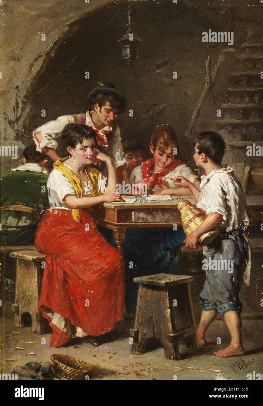 Francesco Peluso's Familienszene (Family Scene) is a painting that ...