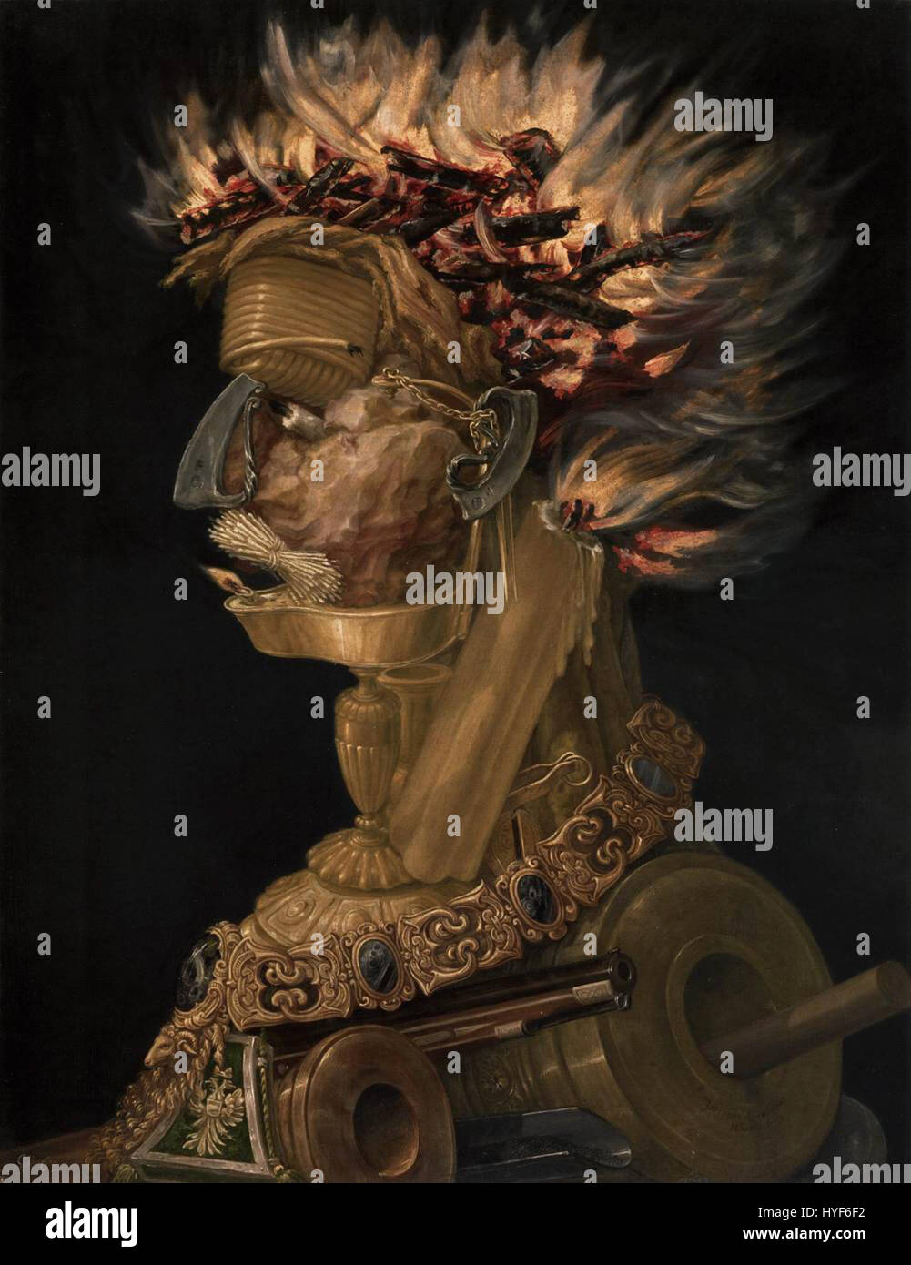 Giuseppe Arcimboldo's 'Fire' is a vibrant allegorical portrait created ...
