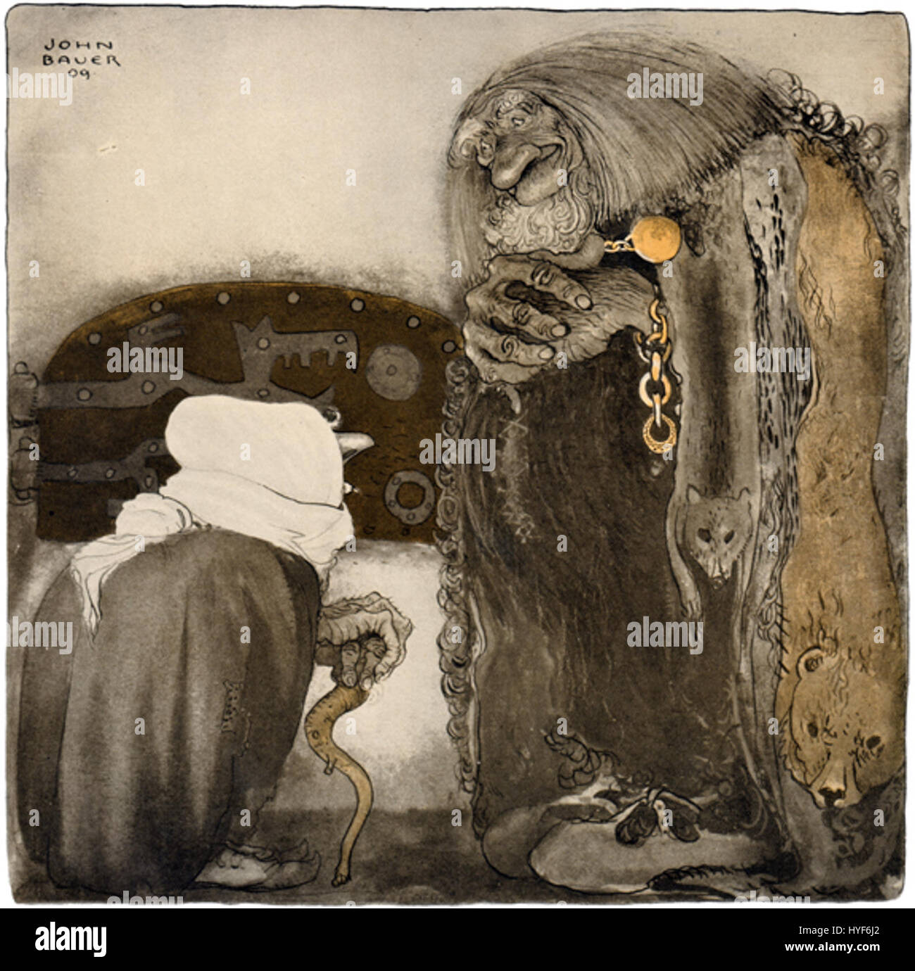 'Witch and Troll' by John Bauer, created in 1909, is a Swedish ...