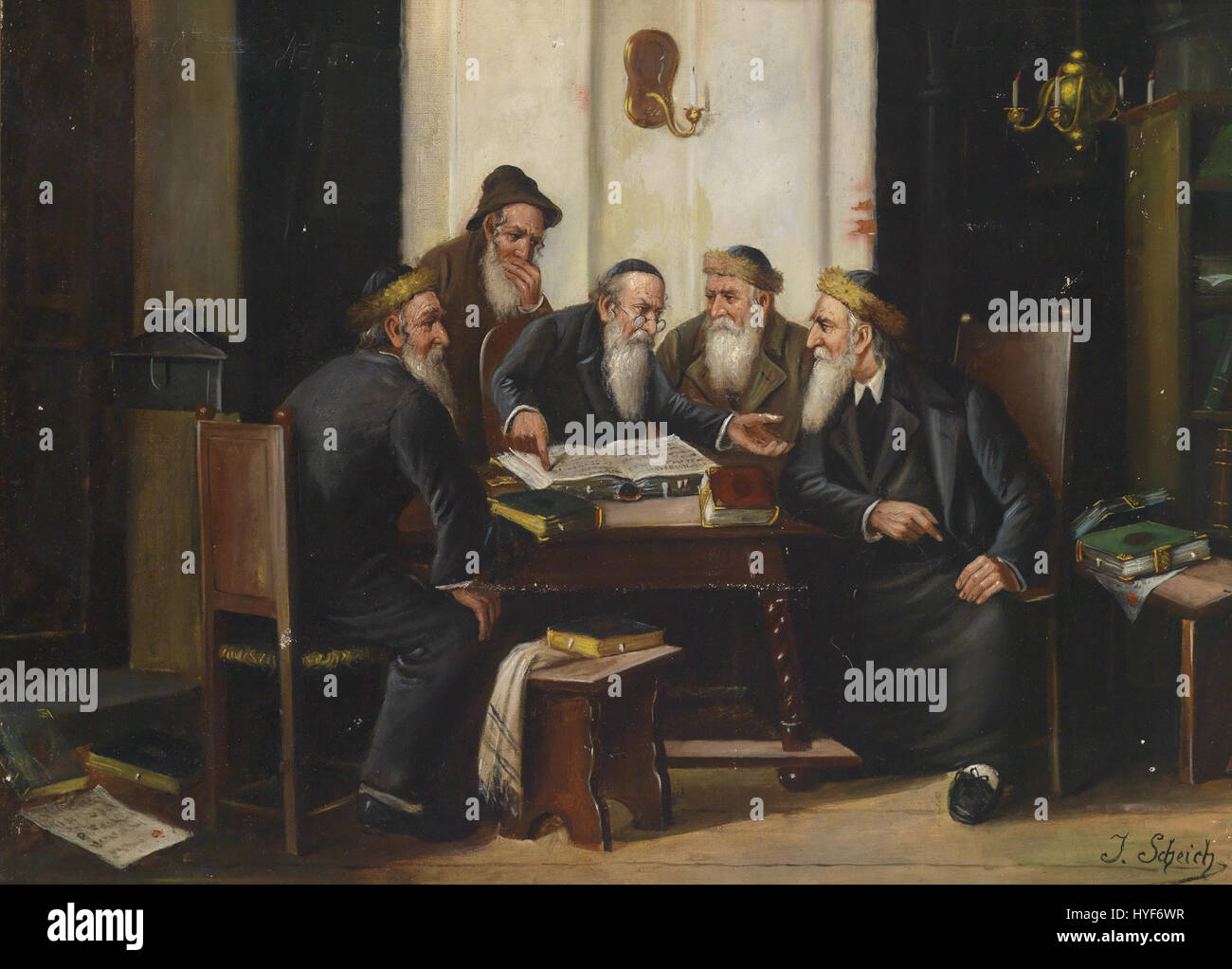 'Die Talmud Stunde' by J. Scheich depicts a scholarly scene where ...