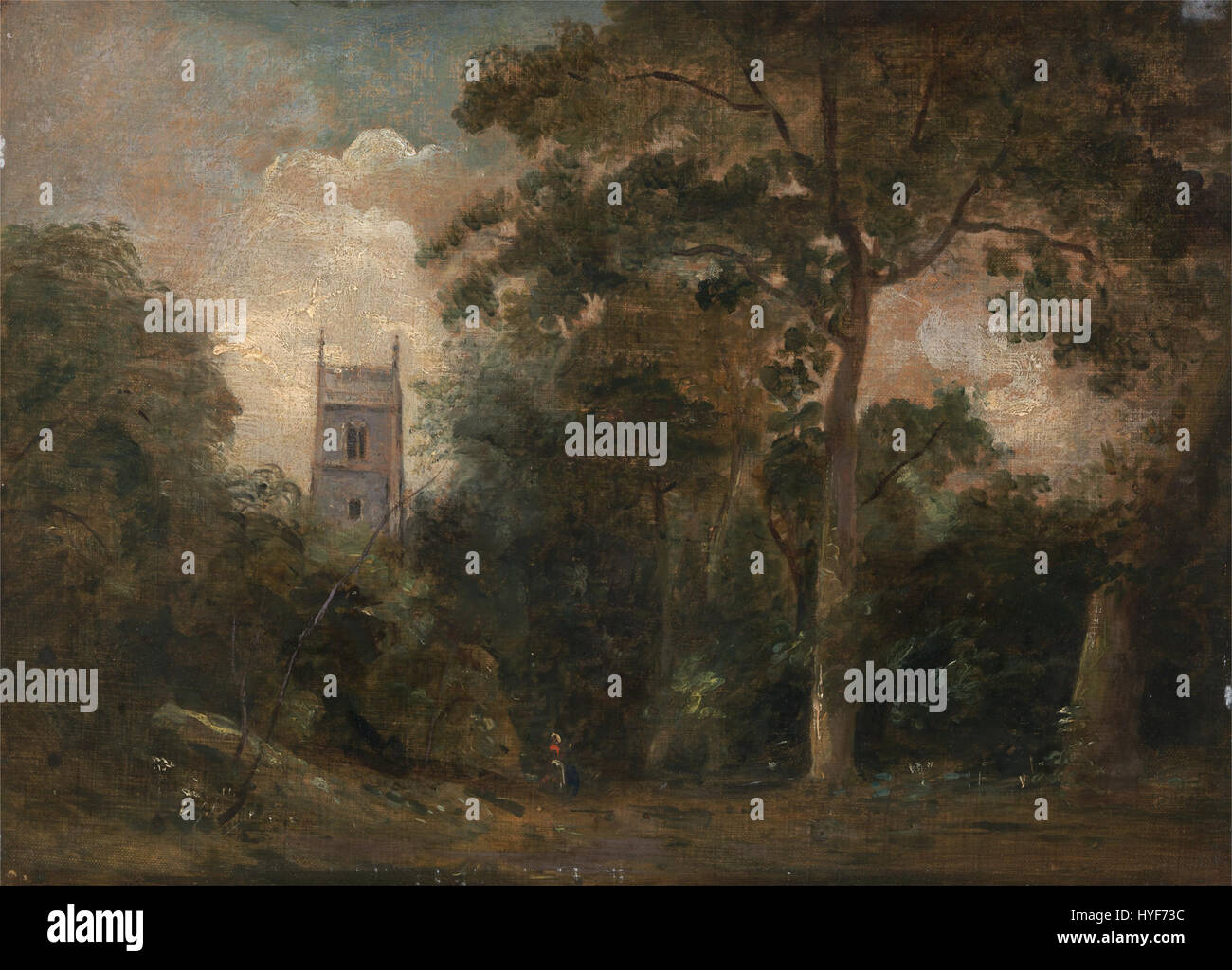 John Constable's 'A Church in the Trees' captures a rural scene where a ...