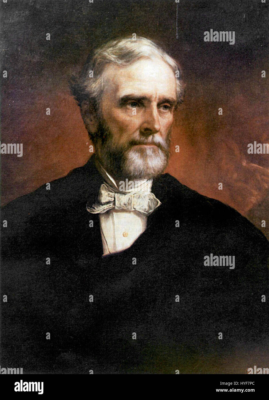 A portrait of Jefferson Davis, the President of the Confederate States ...