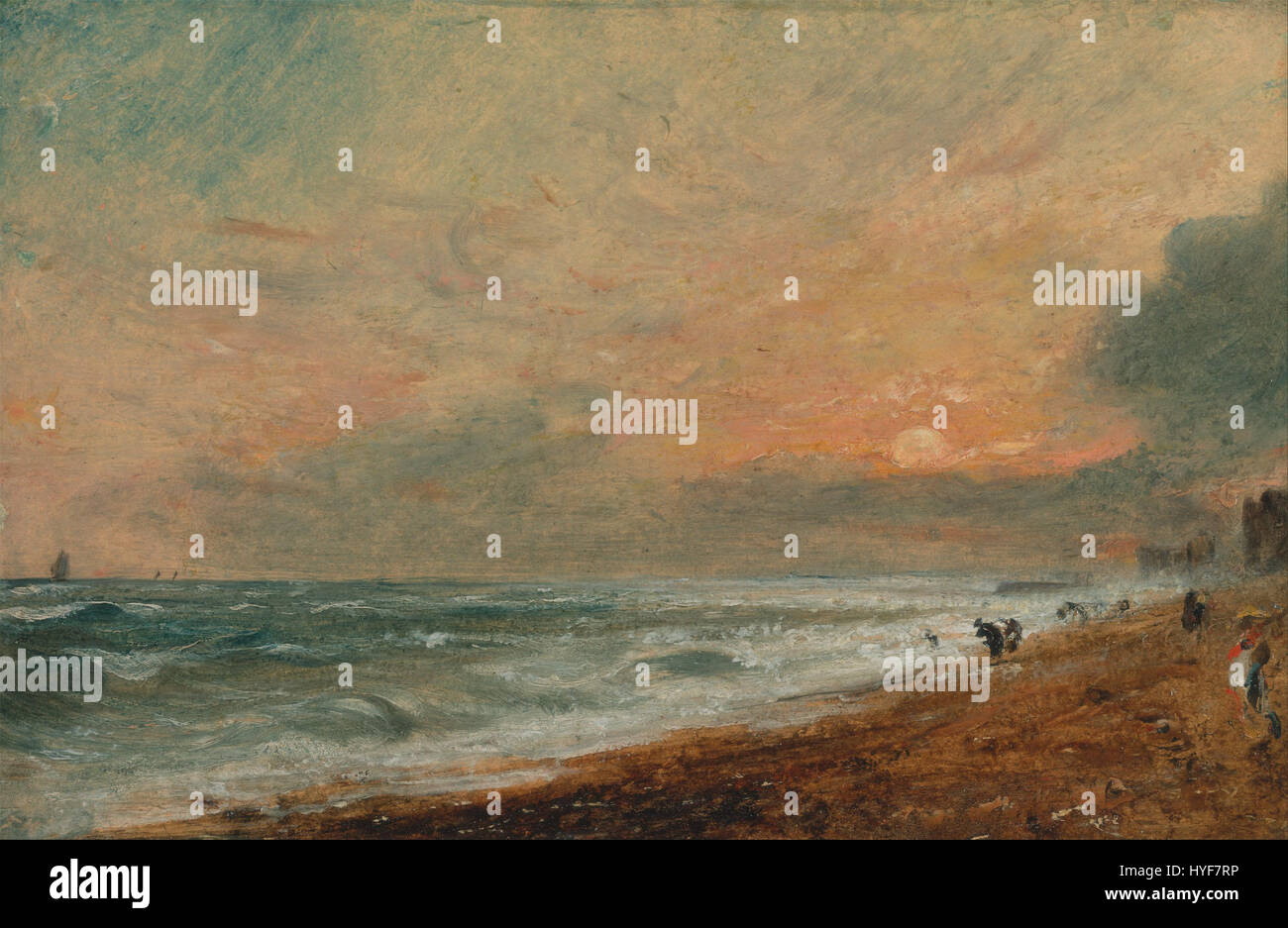 John Constable's 'Hove Beach' depicts a serene coastal scene ...