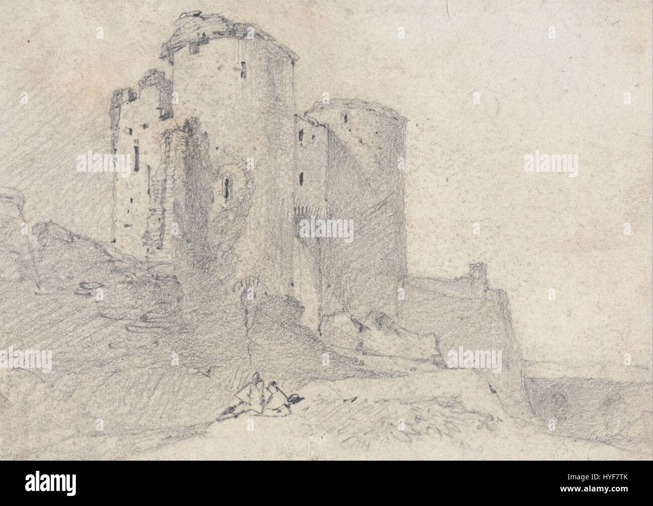 John Sell Cotman's watercolor 'Beeston Castle, Cheshire' depicts the ...