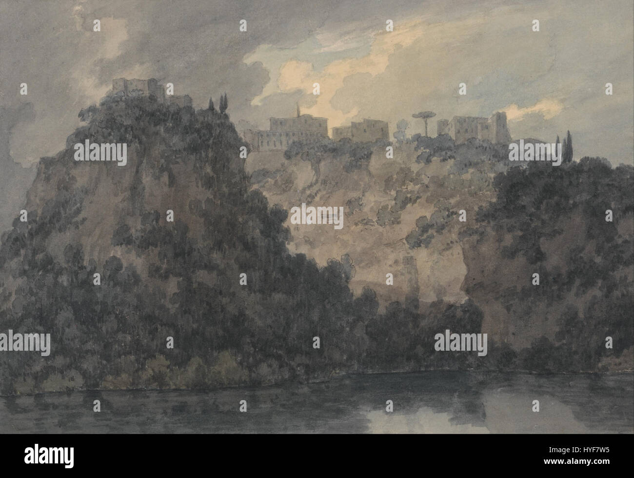 John Robert Cozens' 'On the Lake of Nemi' is a romantic landscape ...