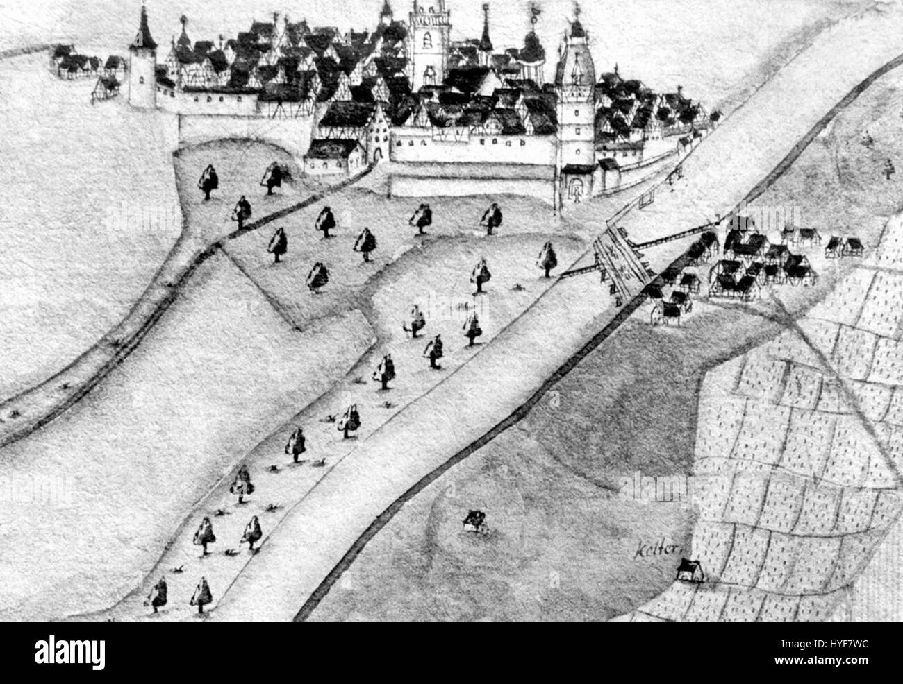 Historical map showing regions Black and White Stock Photos & Images ...