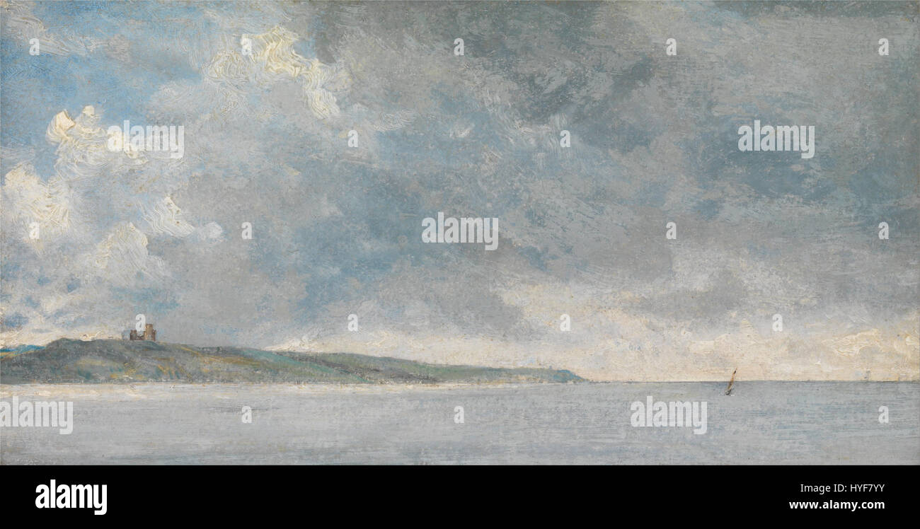John Constable's 'Coastal Scene with Cliffs' presents a seascape with ...