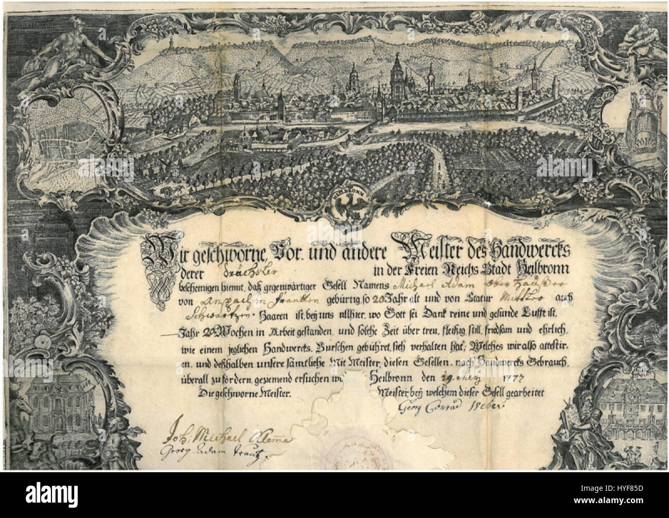 *Kundschaft Handwerksgesellen Heilbronn* (1777) by Jakob Michael ...