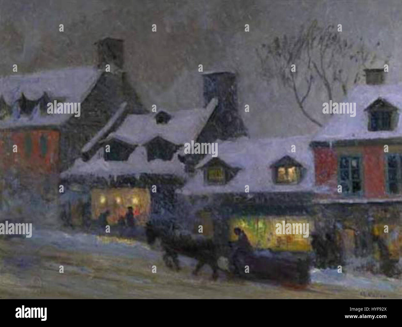 Maurice Cullen's 'The Bird Shop' depicts a lively street scene in early ...