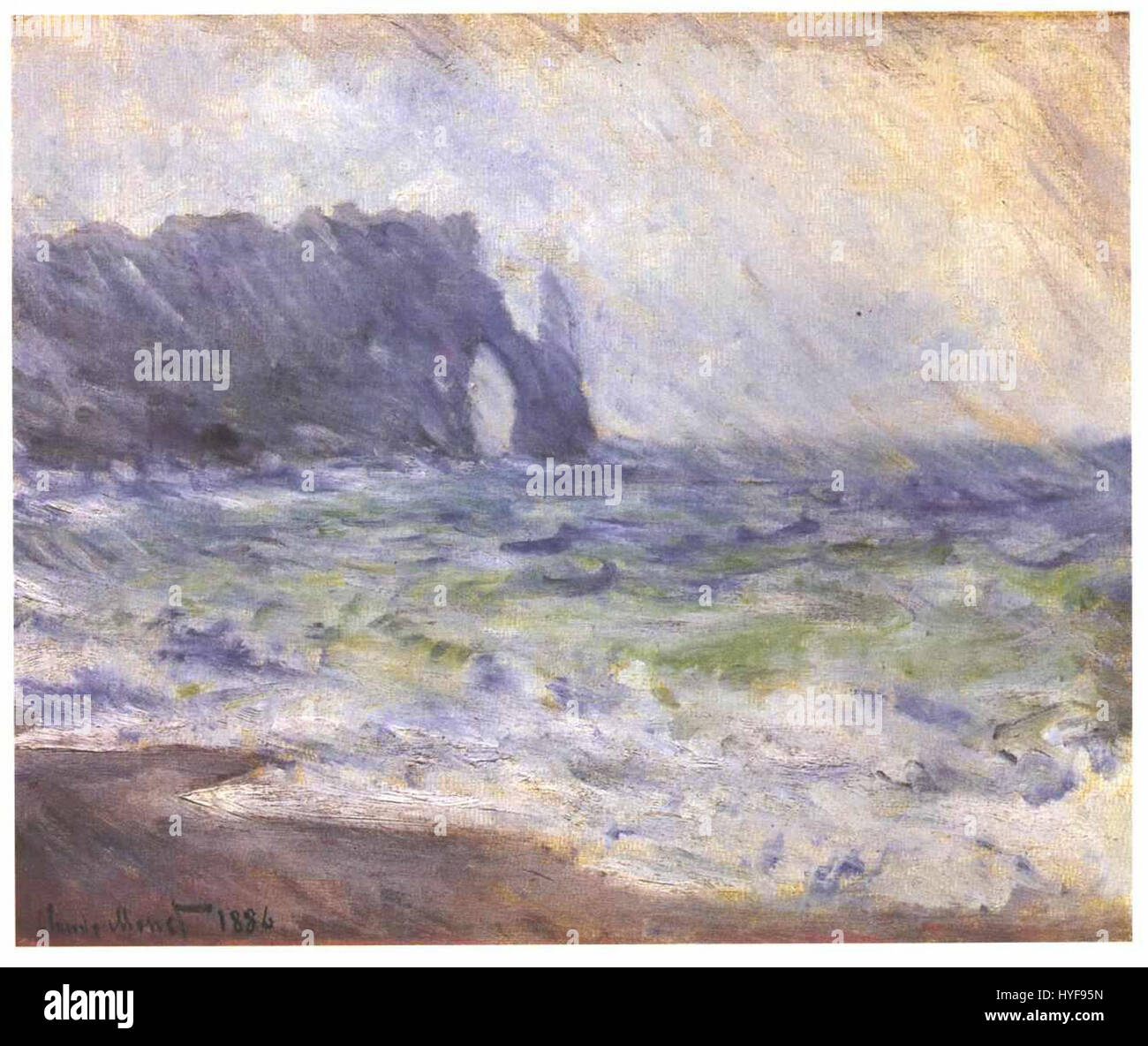 'Monet Regen bei Etretat' (Rain at Etretat) is a painting by Claude ...