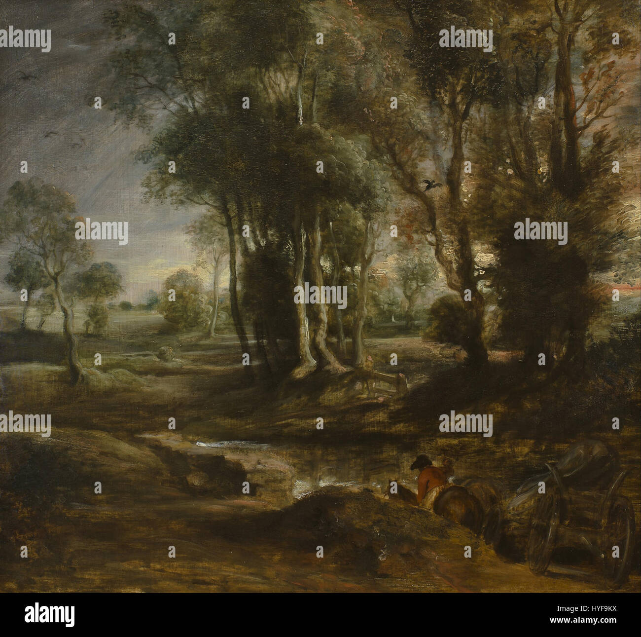This painting by Peter Paul Rubens depicts a serene evening landscape ...