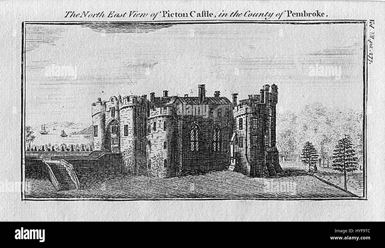 The North East View of Picton Castle after Samuel and Nathaniel Buck ...
