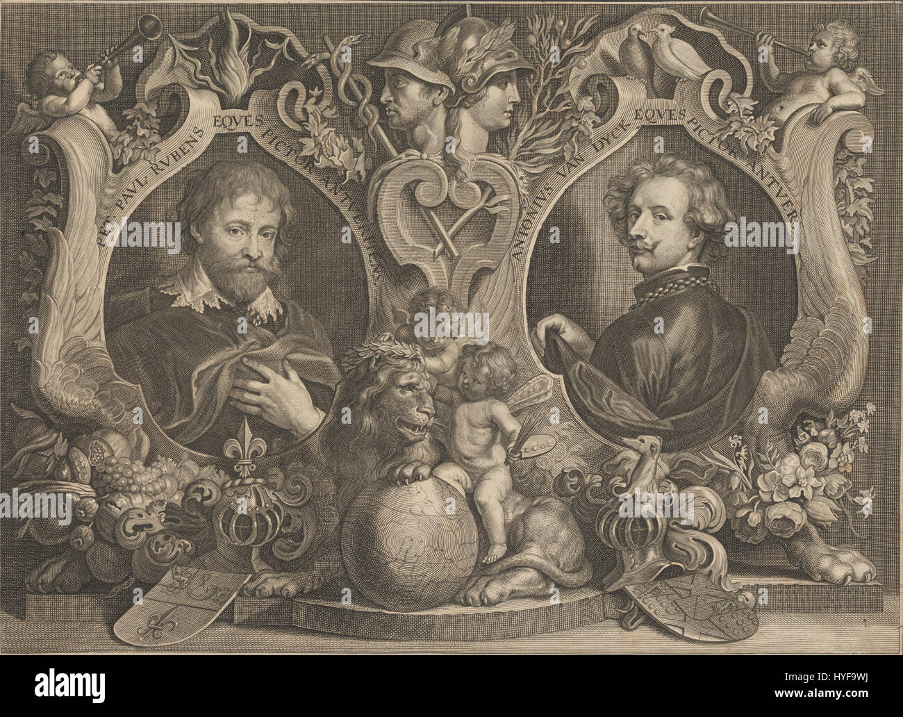 This engraving by Paulus Pontius features equestrian portraits of ...