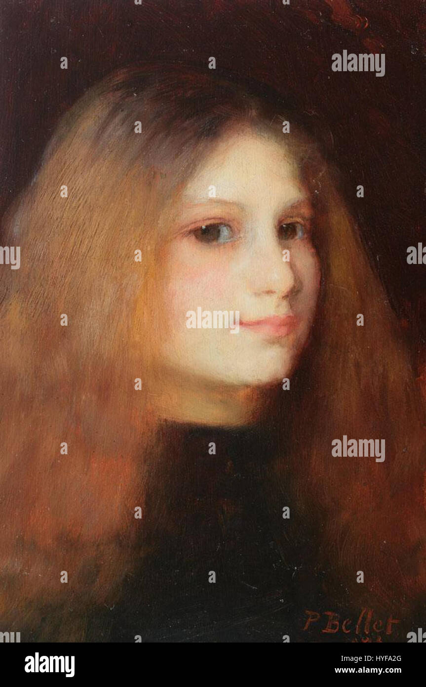 'Portret de fata' by Pierre Auguste Bellet is a portrait piece ...