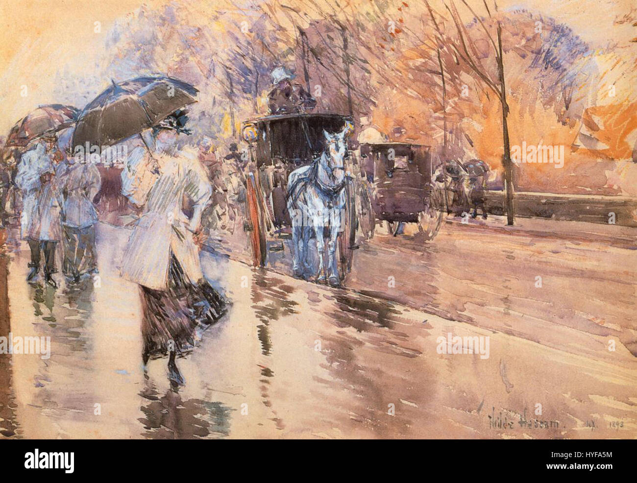 Childe Hassam's 'Rainy Day on Fifth Avenue' captures the bustling urban ...