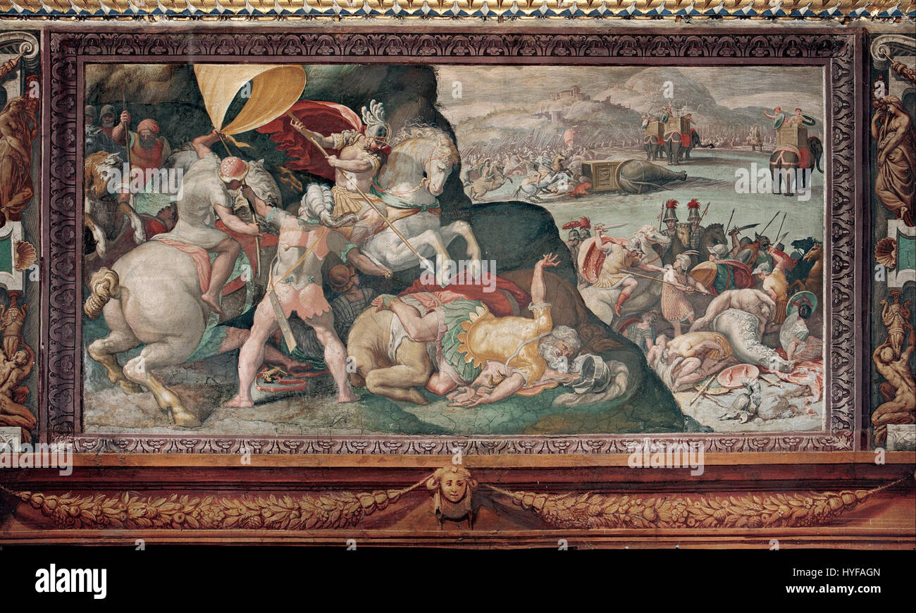 The 'Battle of Zama' by Roviale Spagnolo illustrates the decisive ...