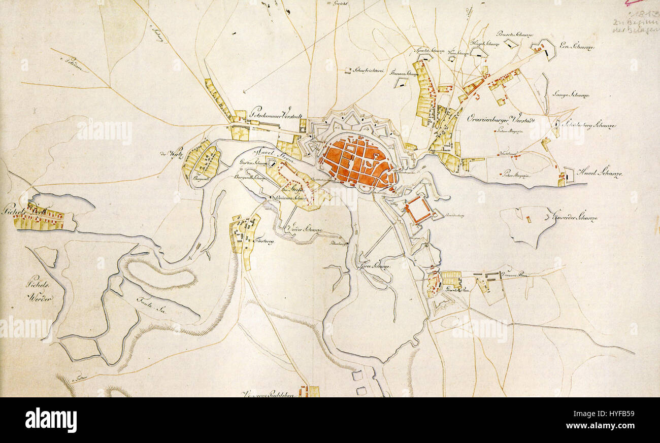 This historical map titled 'Situations Plan von der Stadt und Festung ...