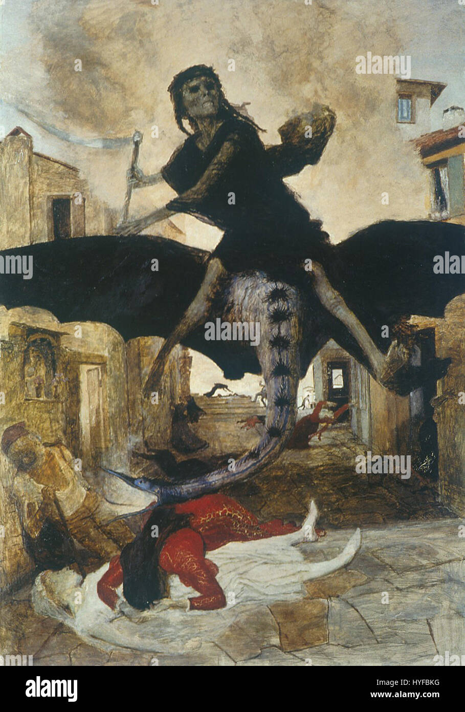 'The Plague, 1898' is a painting by an artist depicting the devastating ...
