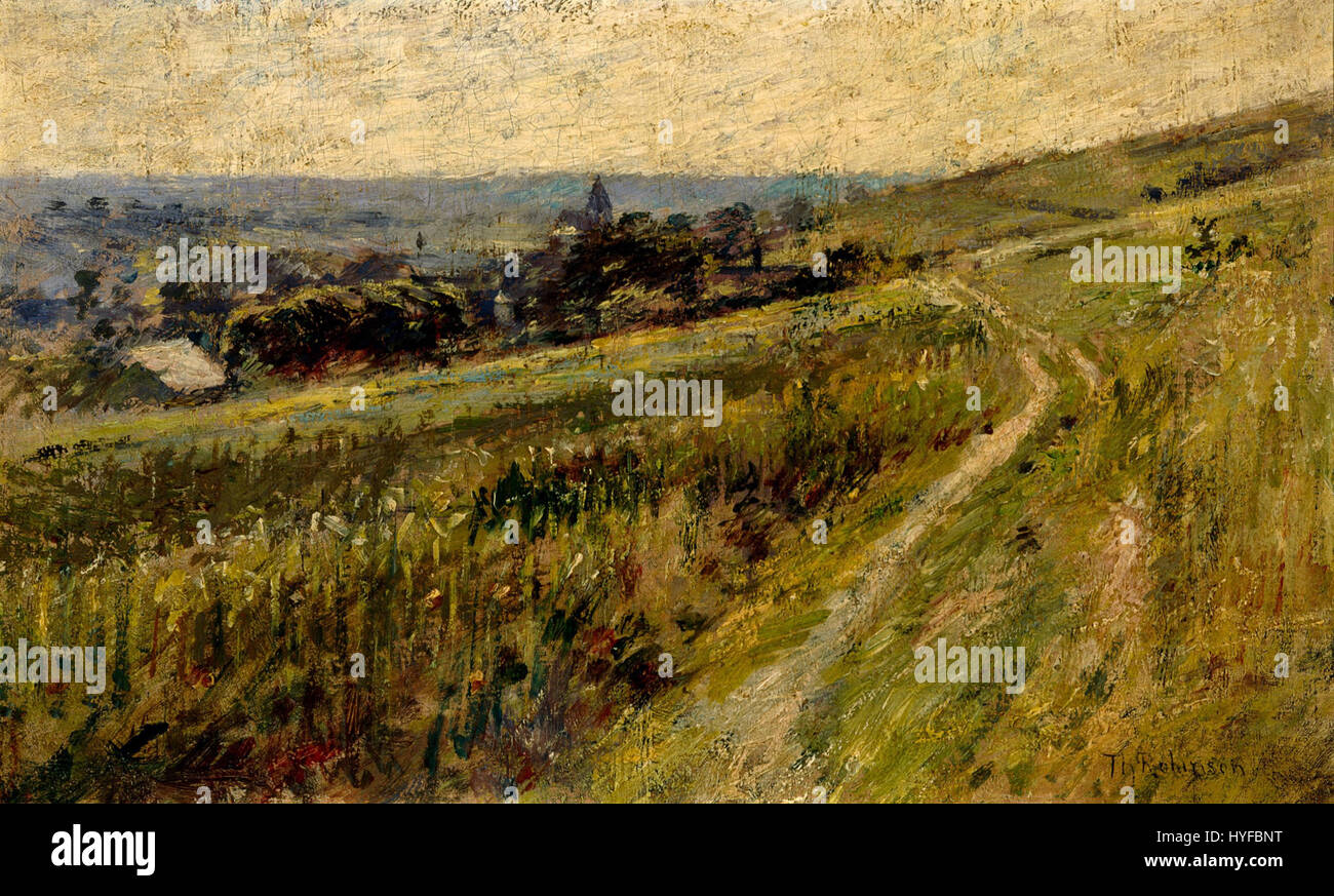 'Landscape' by Theodore Robinson showcases a peaceful rural scene ...