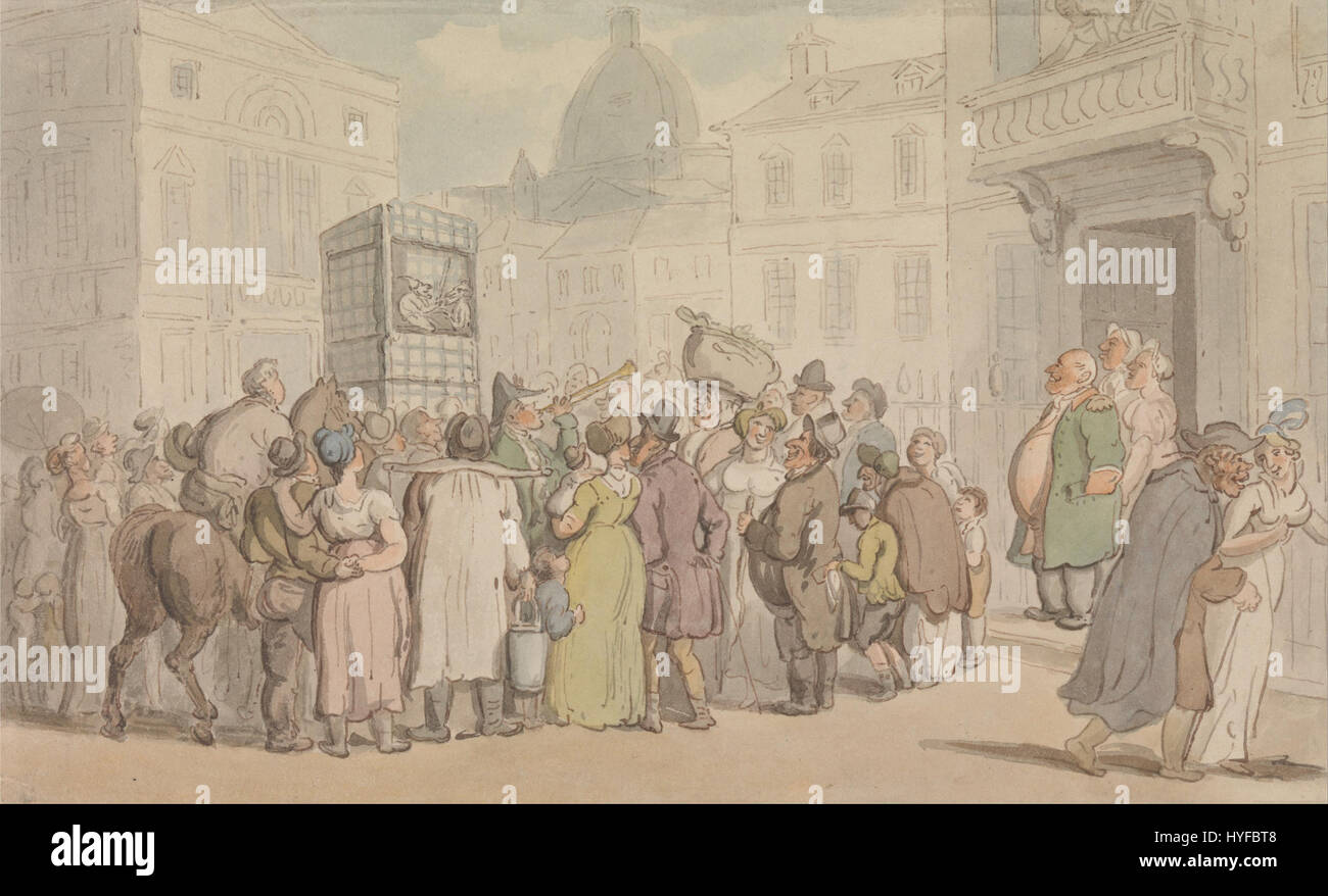 Thomas Rowlandson's illustration 'A Punch and Judy Show' depicts the ...