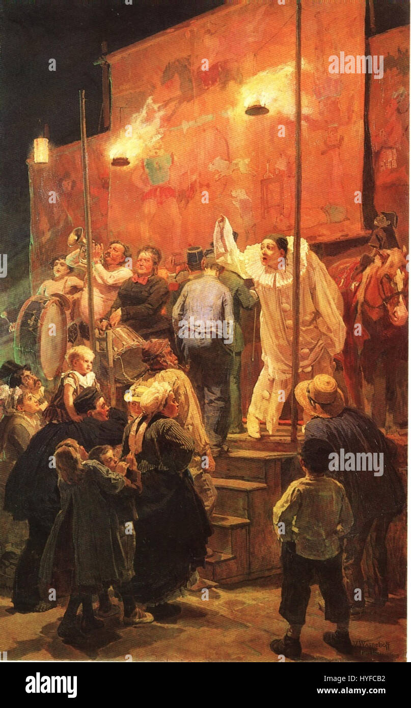 'Acrobats' by Vasnetsov showcases a lively depiction of acrobats in ...