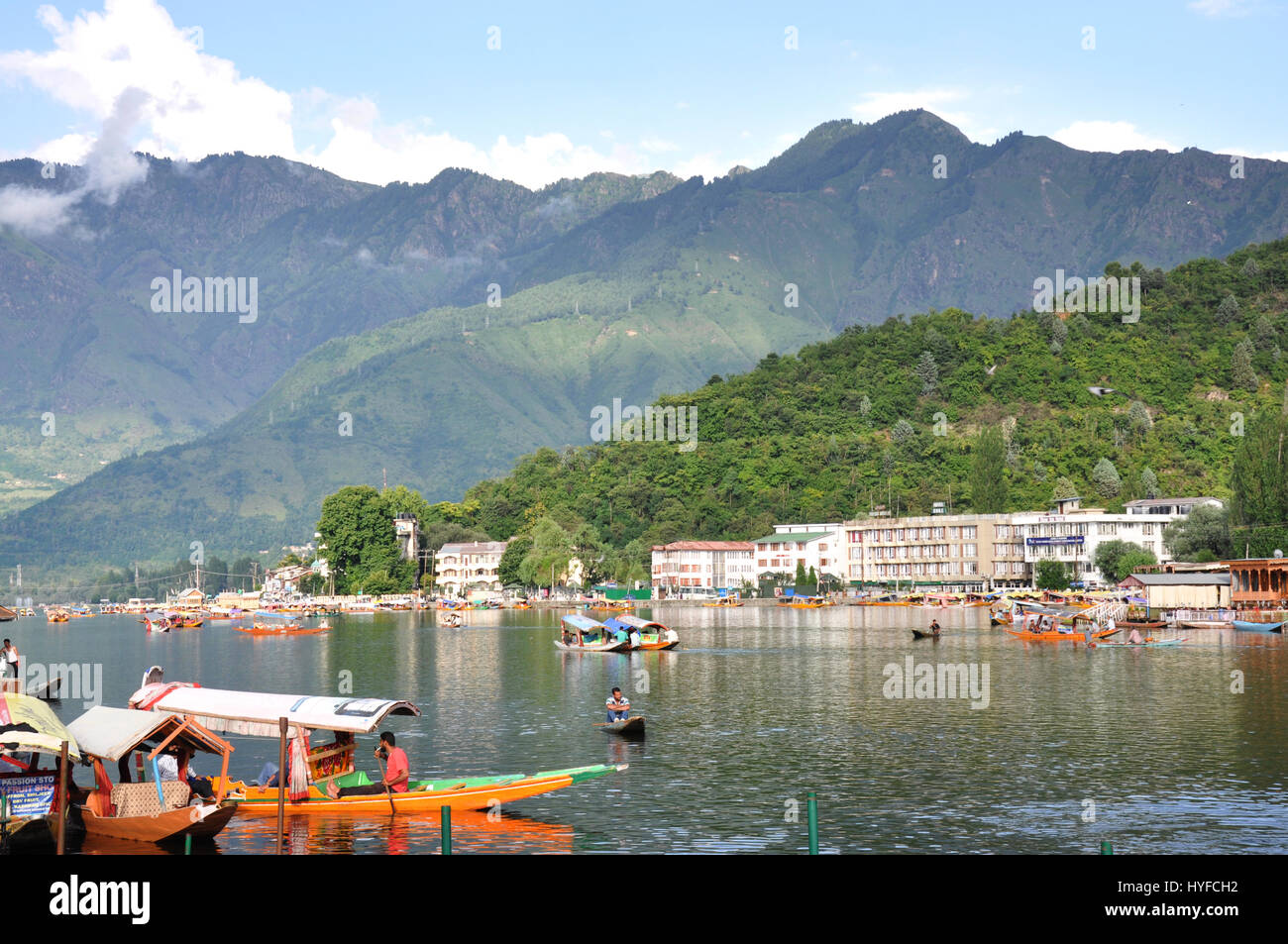 Kashmir Shikara Wooden Boat Dal Lake, and Hotel Surrounded Dal Lake ...