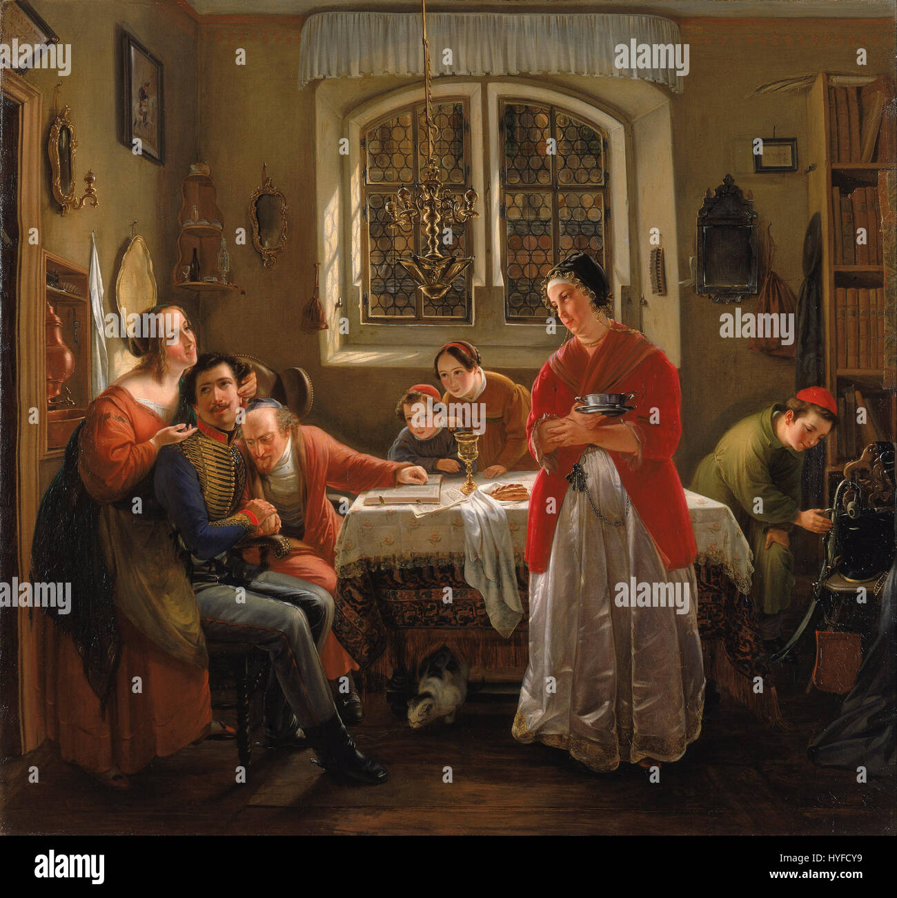 This painting by Moritz Daniel Oppenheim depicts a volunteer returning ...