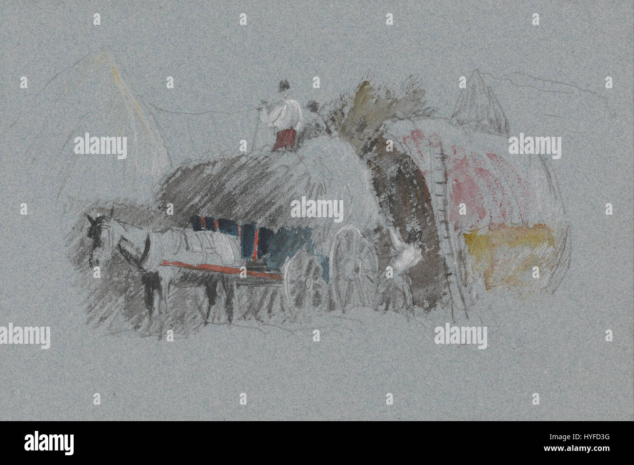 'Building a Stack (Study for Carrying Hay)' by Peter DeWint is a study ...