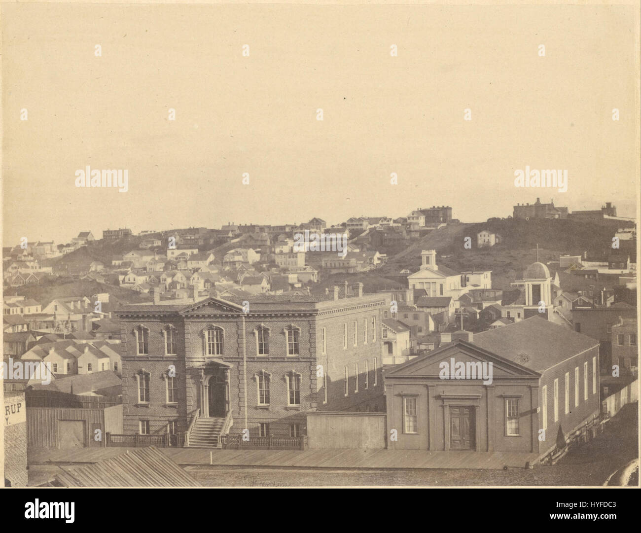 This painting by G.R. Fardon shows a view from Kearny Street in San ...