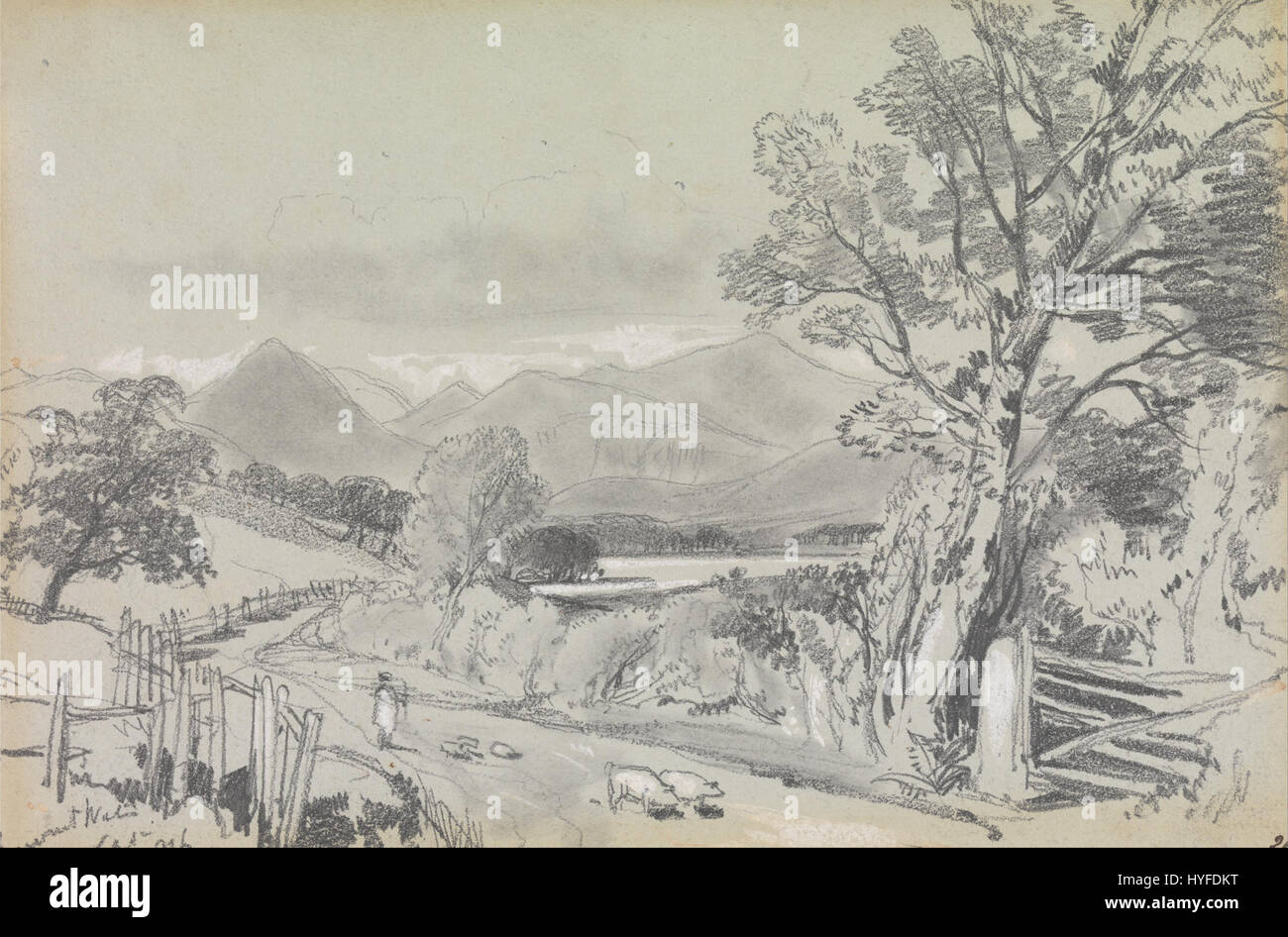 Edward Lear’s 1836 watercolor painting 'Derwentwater, September ...