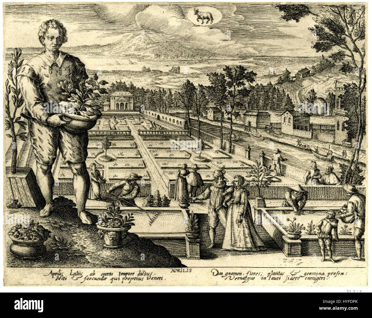 The engraving 'Callot April' by Jacques Callot depicts a detailed scene ...