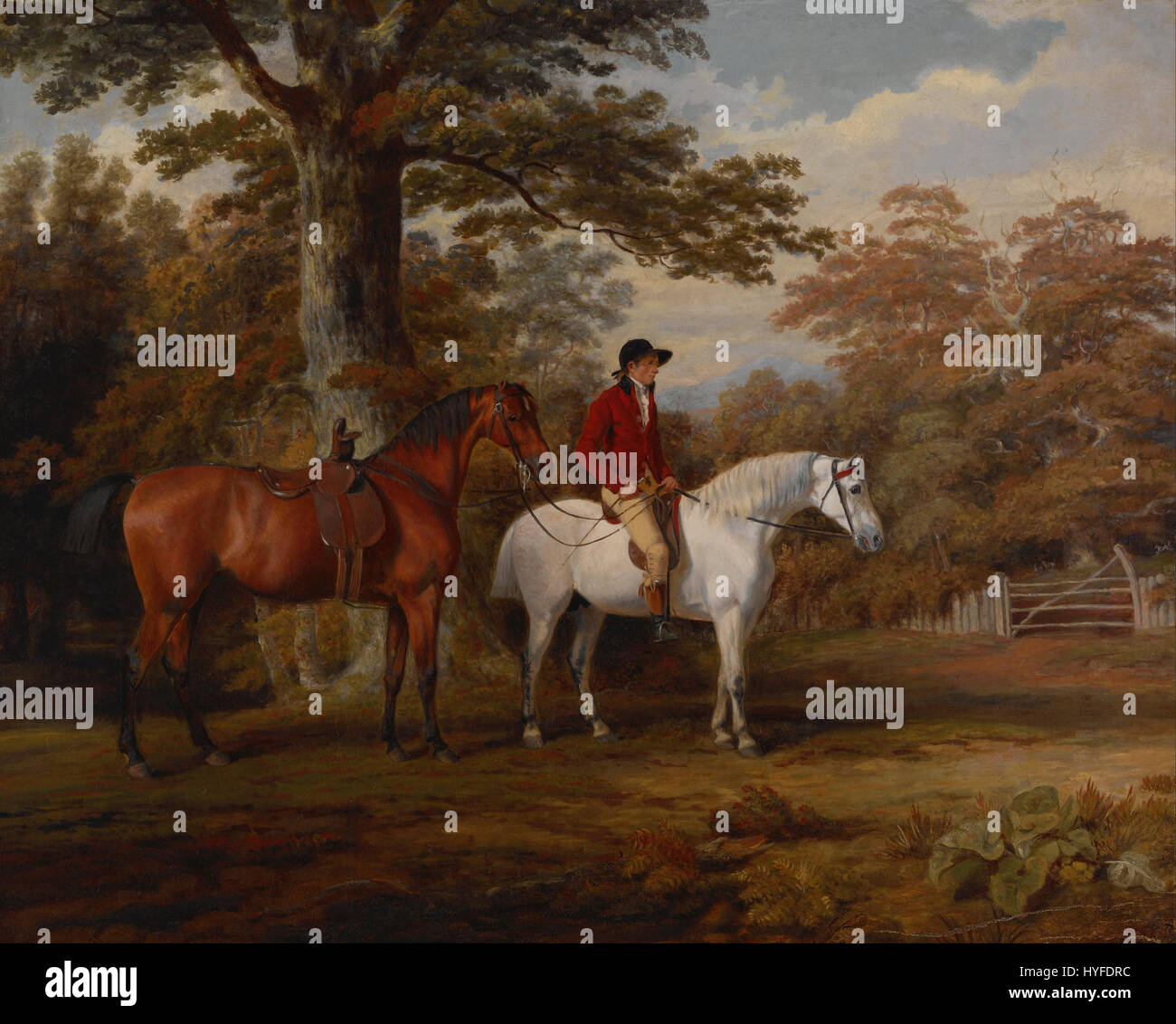 The painting by George Garrard titled 'Hunter and Huntsman' features a ...