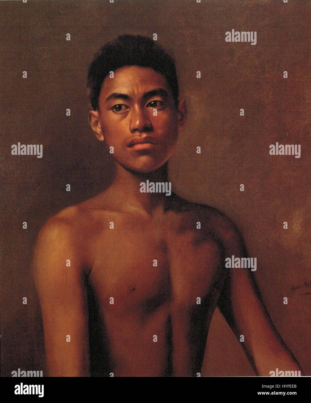 'Iokepa, Hawaiian Fisher Boy' by Hubert Vos portrays a young Hawaiian ...