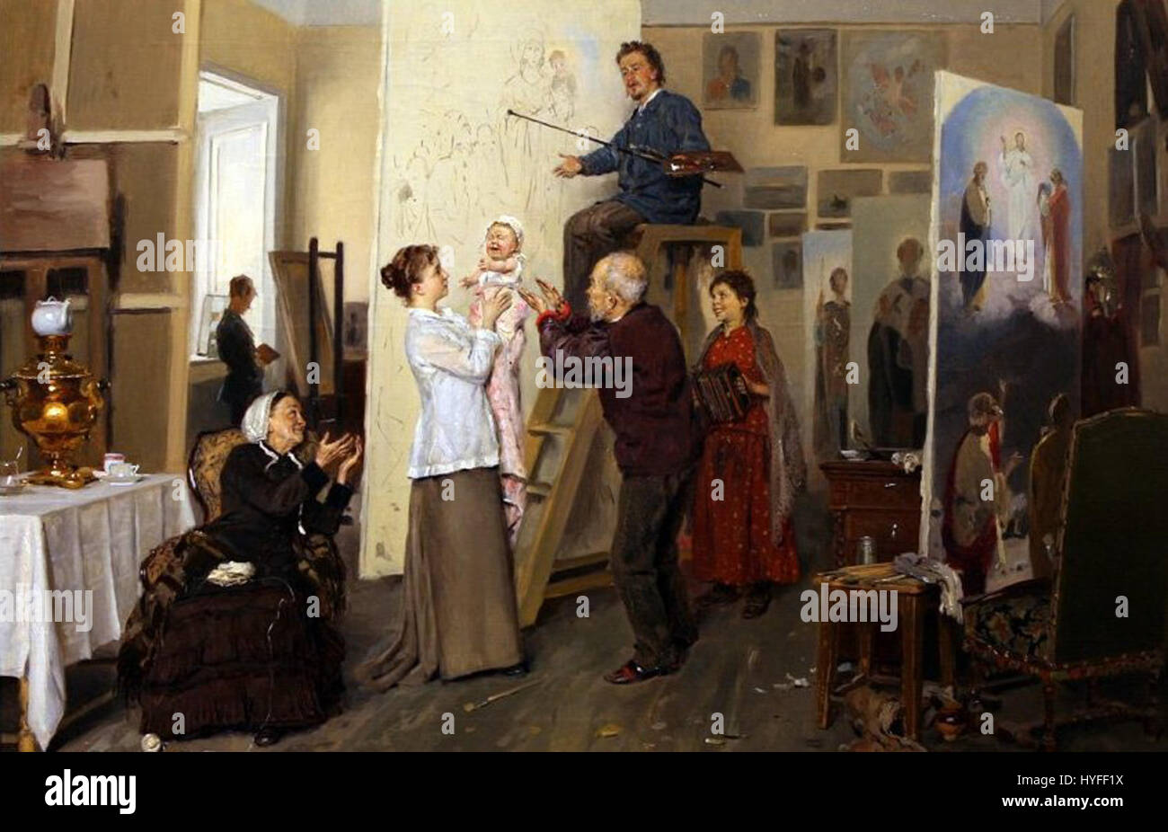 This artwork features a painter’s family, likely portraying the ...