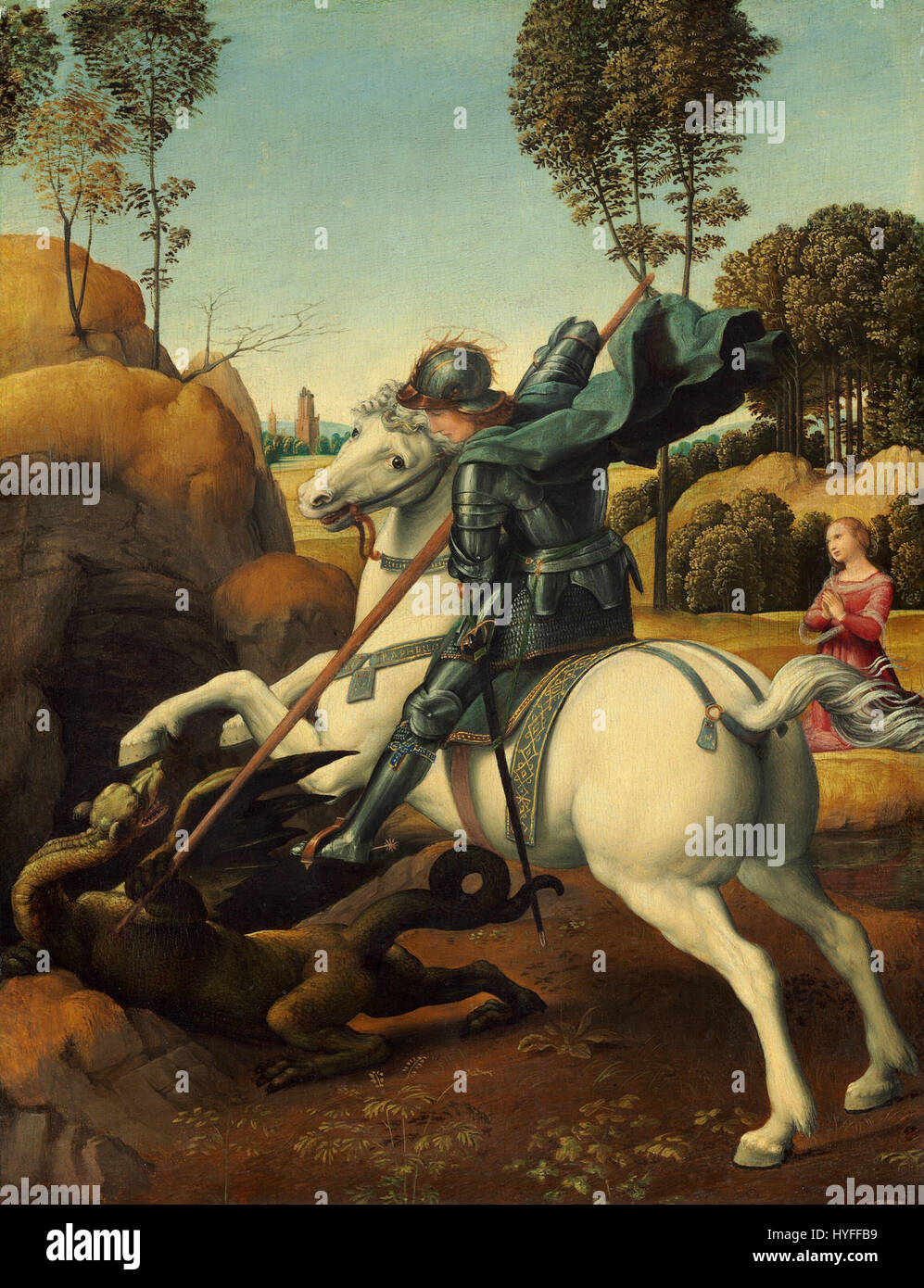 St. George, a prominent figure in Christian iconography, is depicted in ...